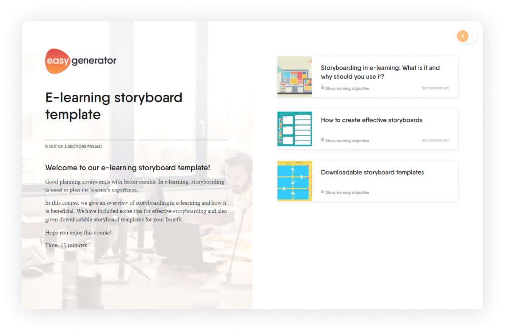 E-learning storyboard template | Easygenerator