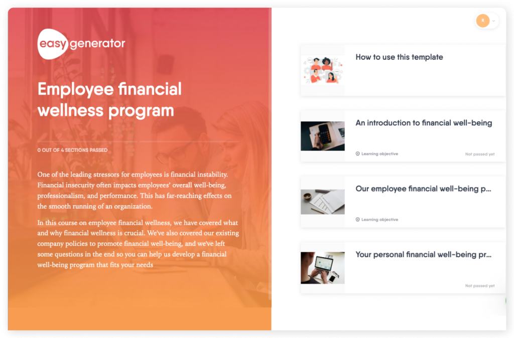 Employee financial wellness template | Easygenerator