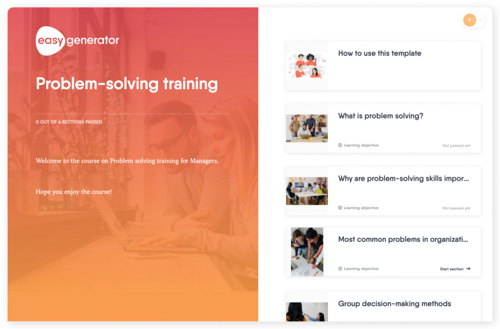 Problem-solving training template | Easygenerator
